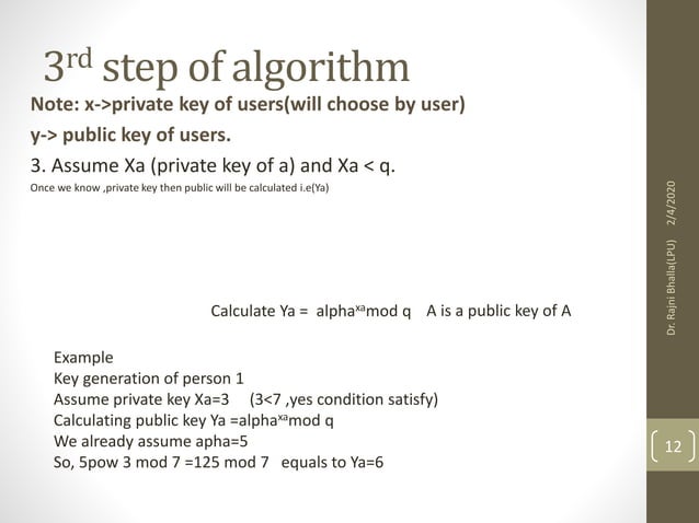 Diffie hellman key exchange algo | PPT