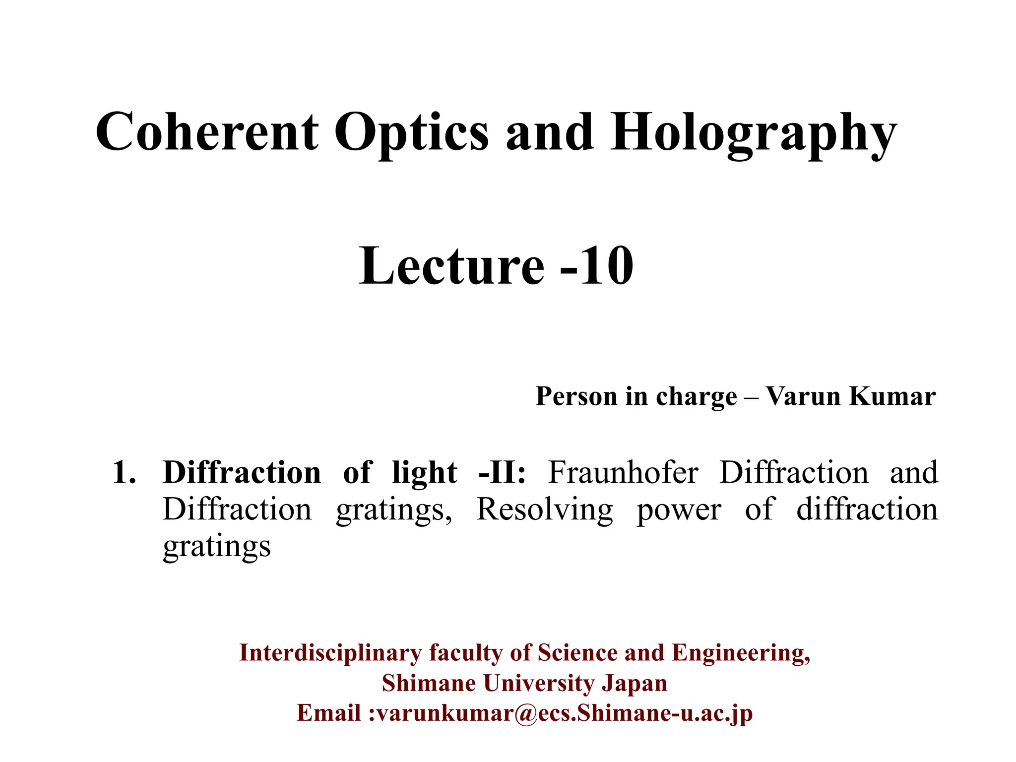 Diffraction Ii Fraunhofer Diffraction From Slits And Gratings Pdf