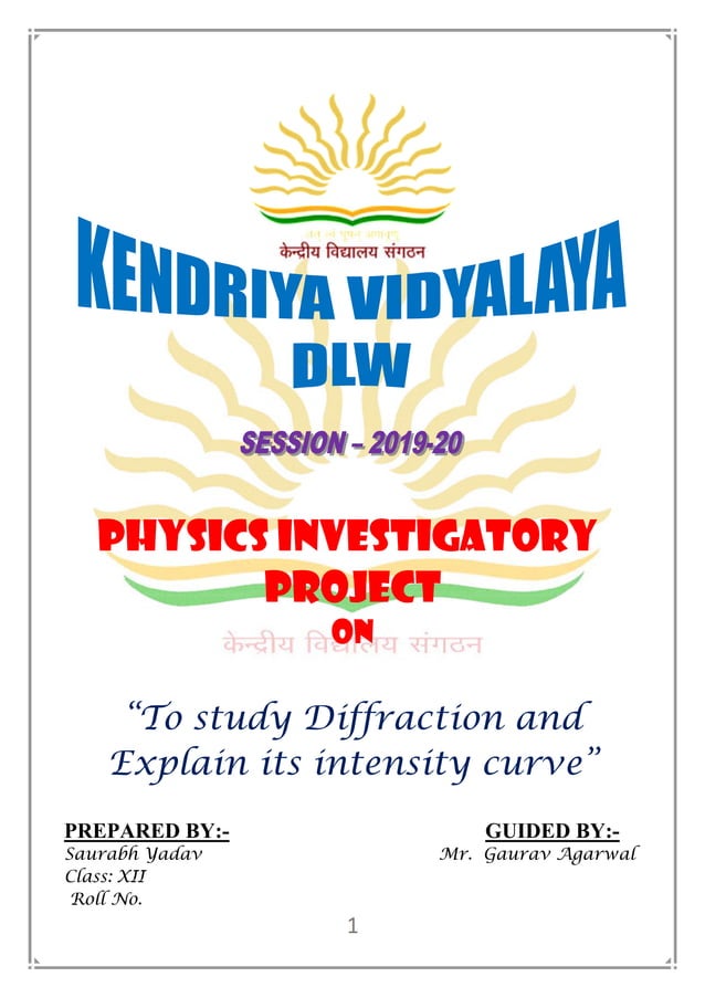 Physics Investigatory Project On Diffraction Pdf
