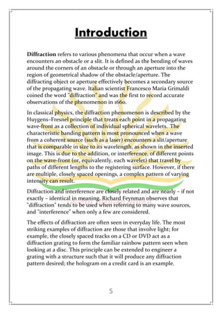 Physics Investigatory project on Diffraction | PDF