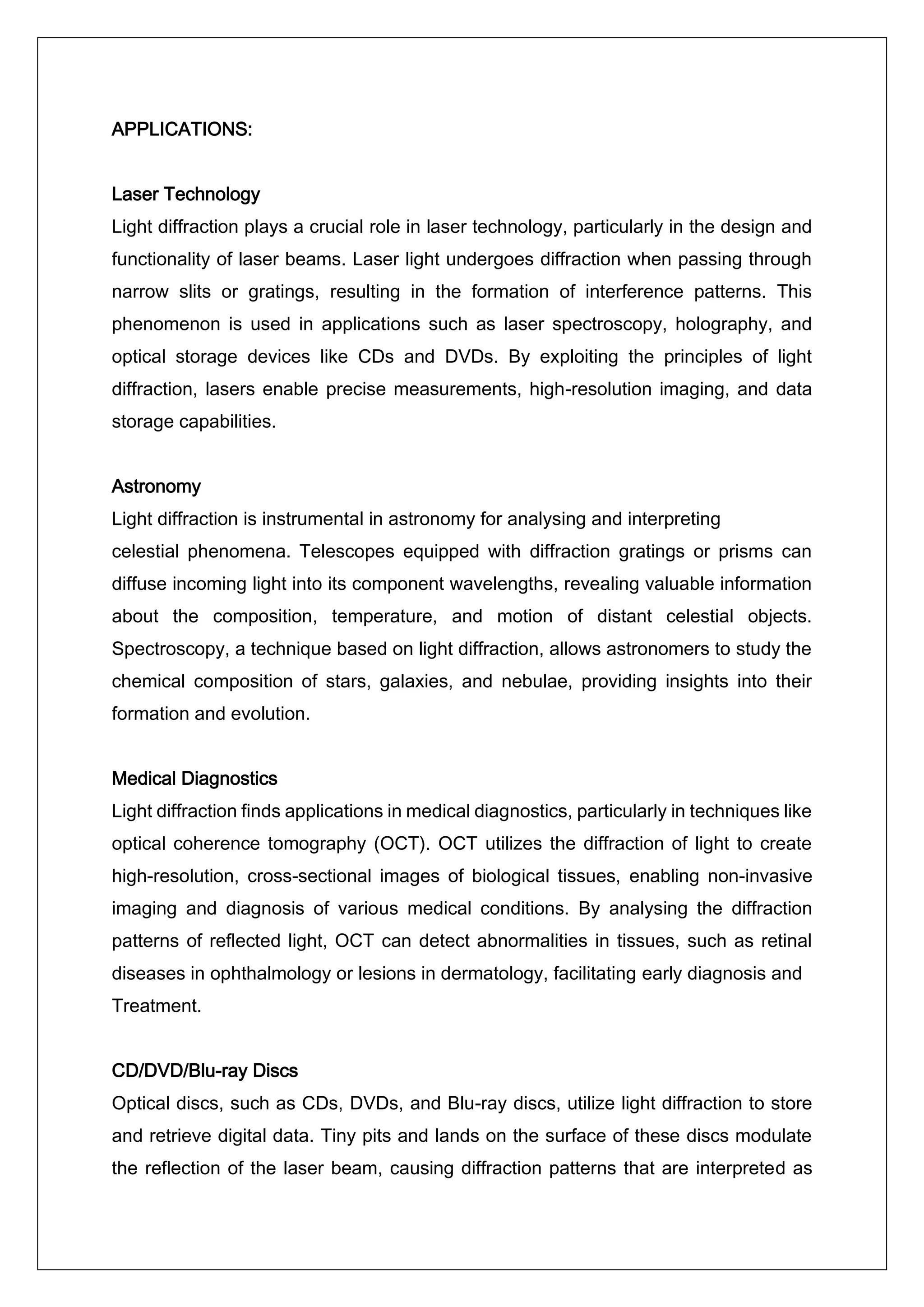 DIFFRACTION OF LIGHT.pdf cbse investigatory | PDF