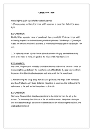 DIFFRACTION OF LIGHT.pdf cbse investigatory | PDF