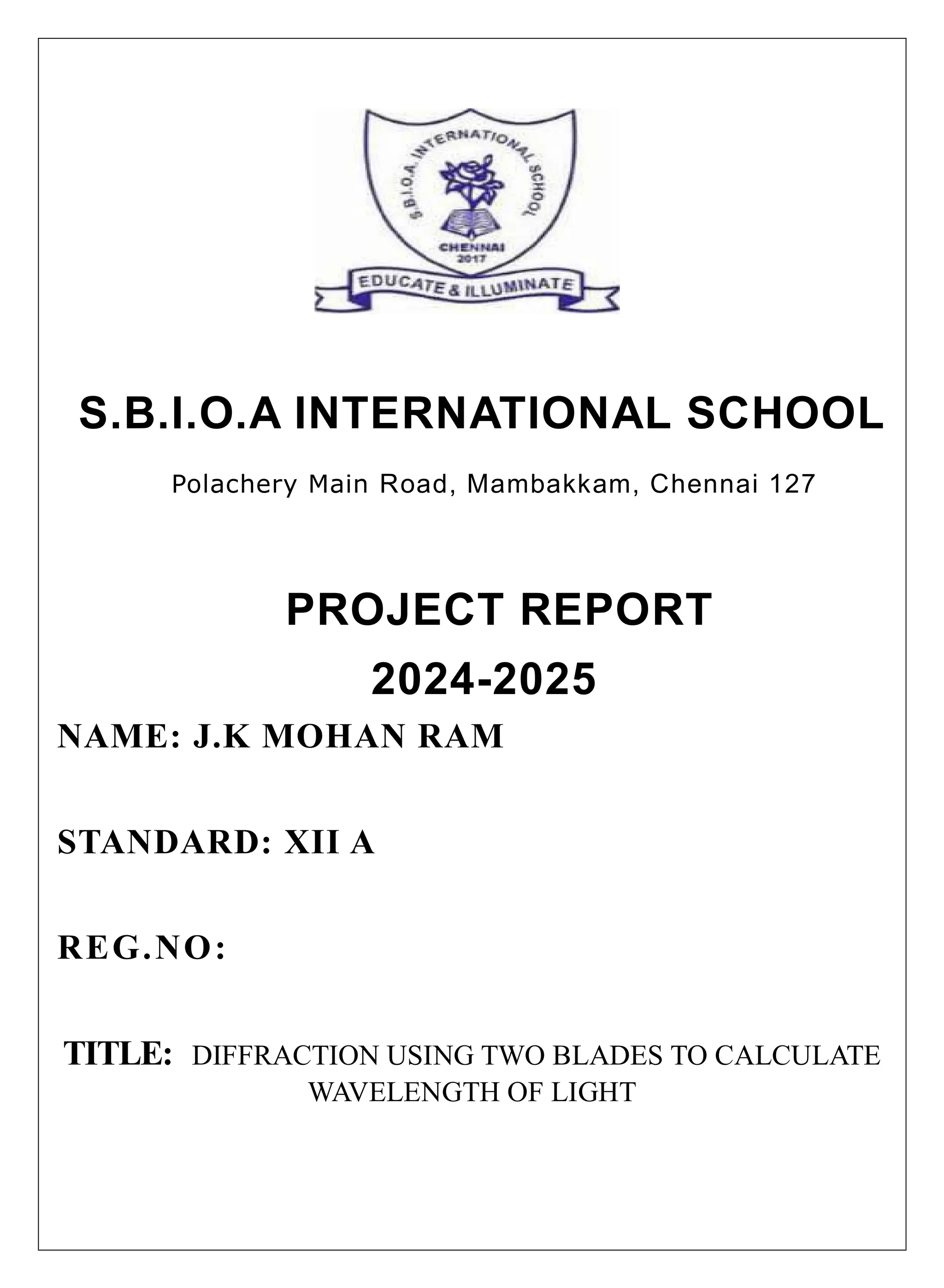 Diffraction Using Two Blades To Calculate Wavelength Of Light Witout Values And New Table Pdf