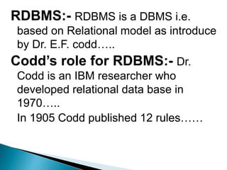 Diffrence between dbms and rdbms | PPTX