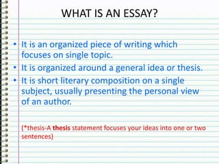 Diffrence between essay ,paragraph & expansion of idea | PPTX