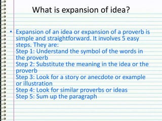 Diffrence between essay ,paragraph & expansion of idea | PPT