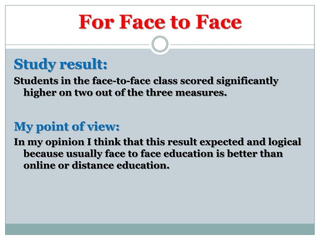 Diffrences between face to face and distance education | PPT