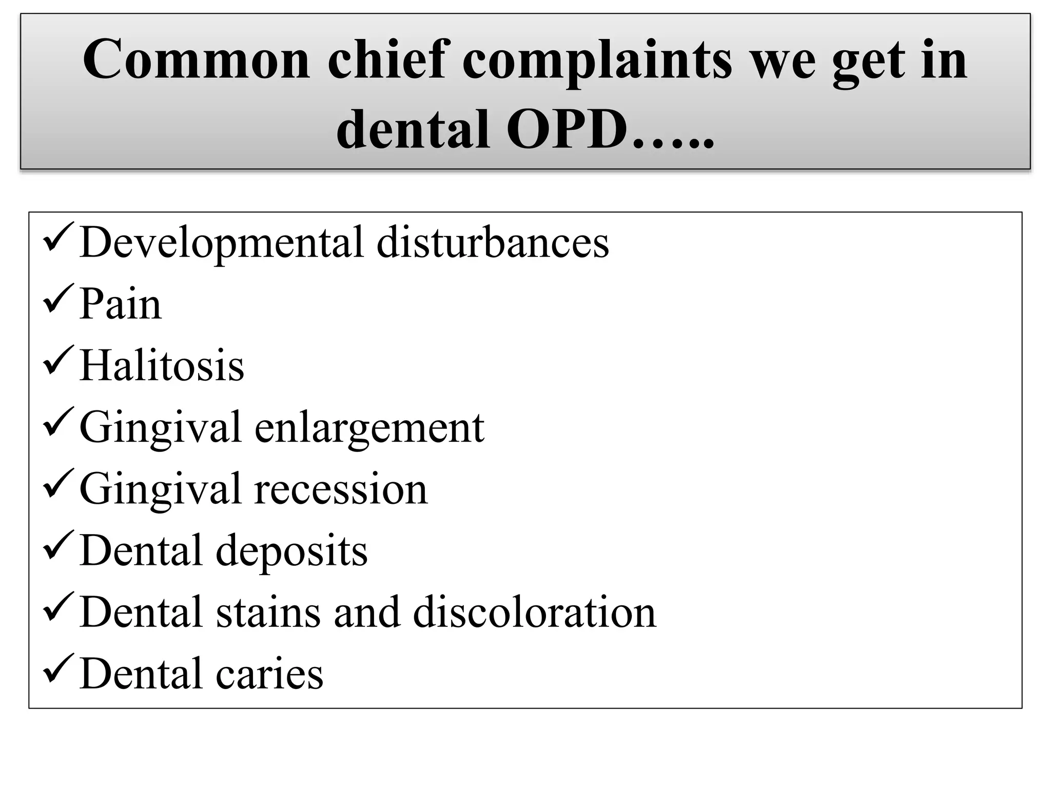 Diffrential diagnosis of common teeth complaints | PPTX