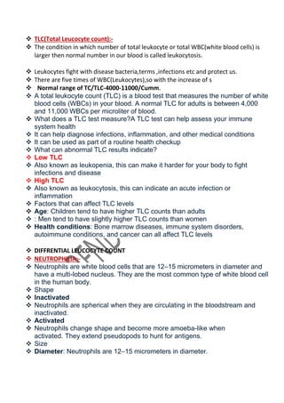 DIFFRENTIAL LEUCOCYTE COUNT granulocytes | PDF