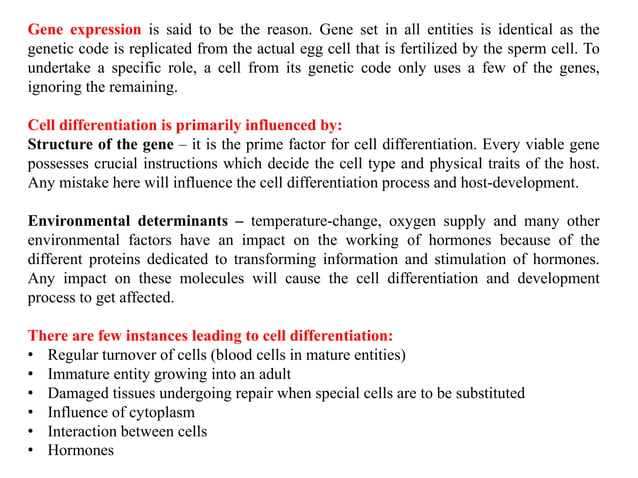 Diffrentiation,Cell diffrentiation,Types of differentiation,Mechanism,Factors,Controls | PPTX ...