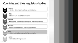 Different drug regularity bodies in different countries. | PPTX