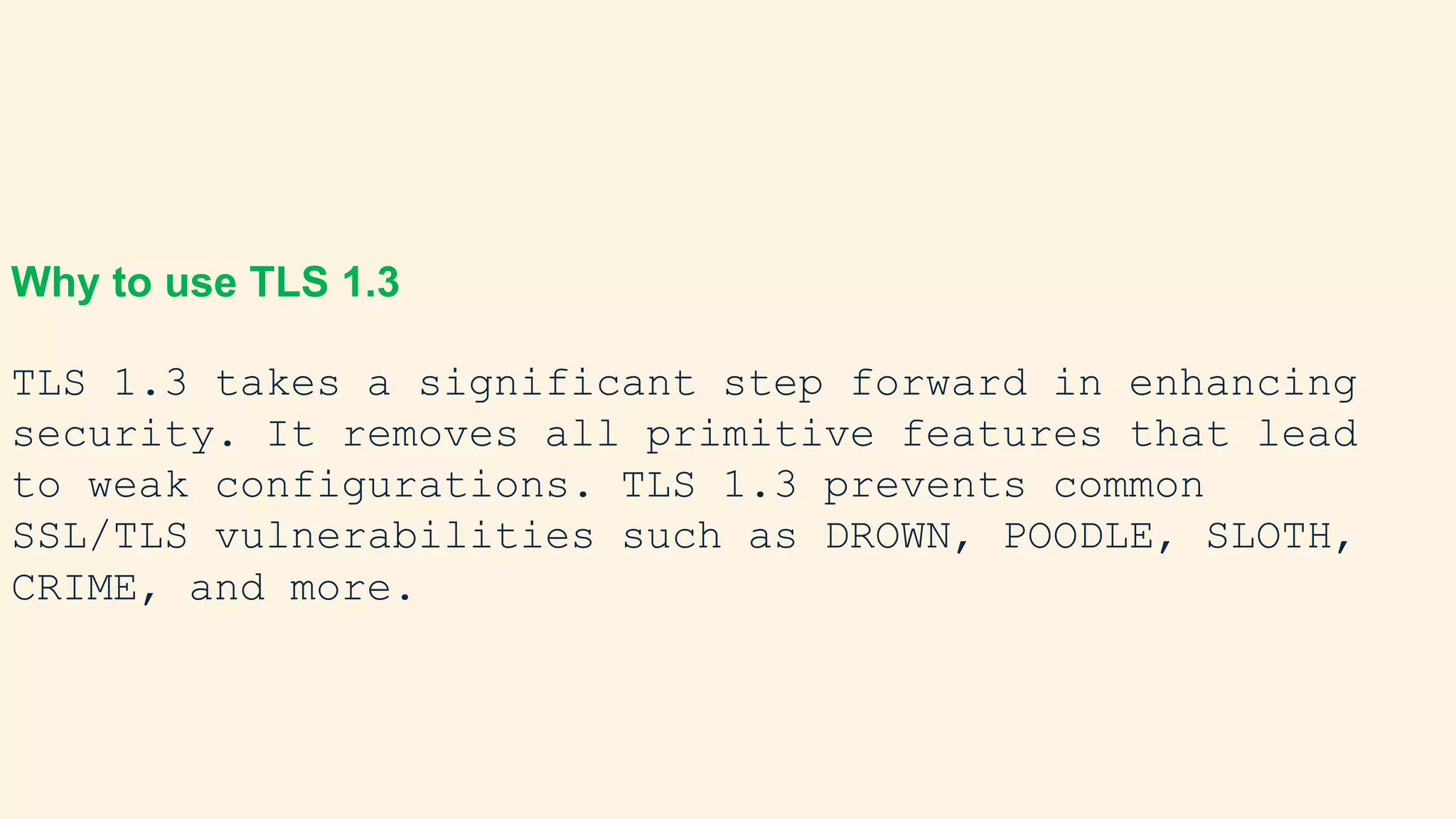 Difference between TLS 1.2 vs TLS 1.3 and tutorial of TLS2 and TLS2 version comparison | PPT