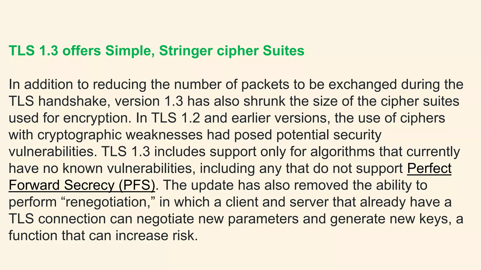 Difference between TLS 1.2 vs TLS 1.3 and tutorial of TLS2 and TLS2 version comparison | PPTX
