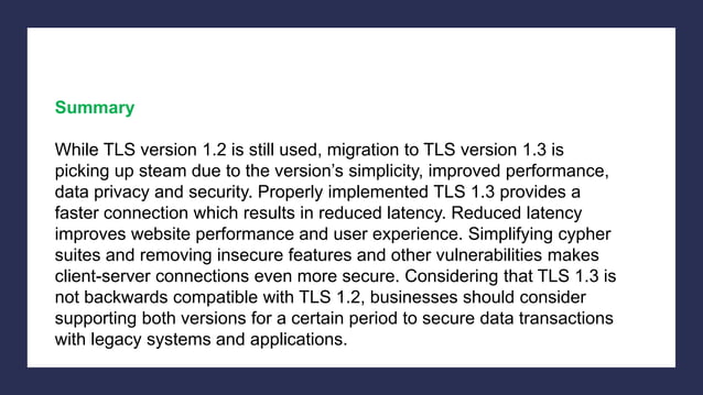 Difference between TLS 1.2 vs TLS 1.3 and tutorial of TLS2 and TLS2 version comparison | PPT