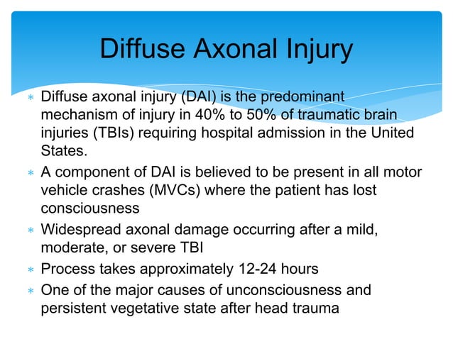Diffuse Axonal Injury and Concussion