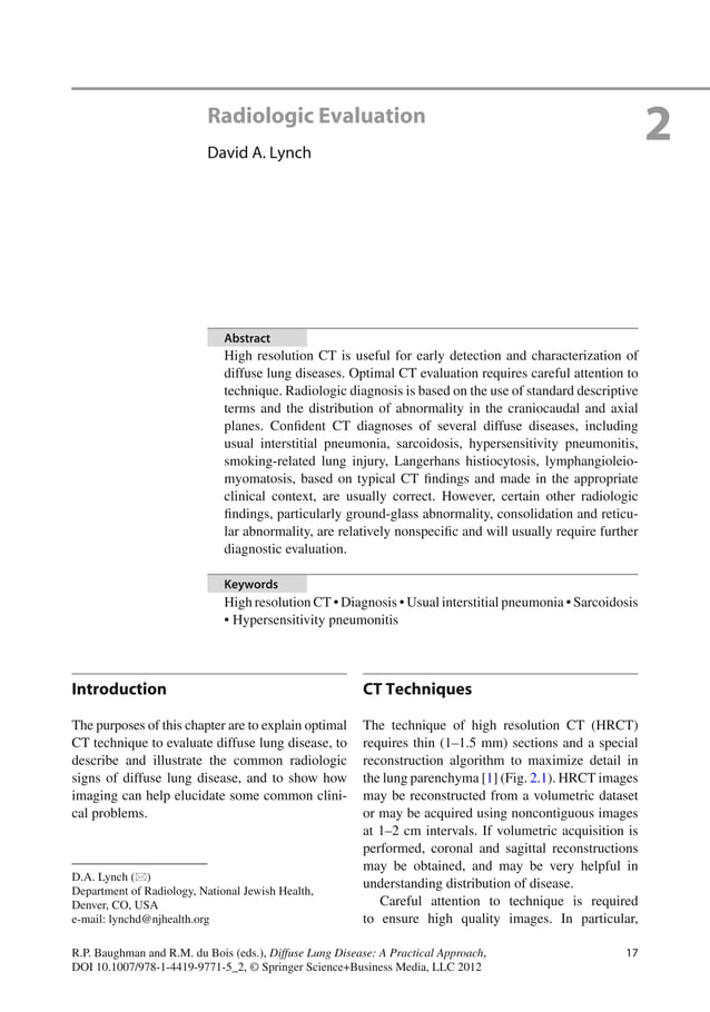 Diffuse lung disease | PDF | Lung and Respiratory Health | Diseases and Conditions