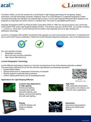 Diffuseurs de lumière luminit v0-mai2017light | PDF