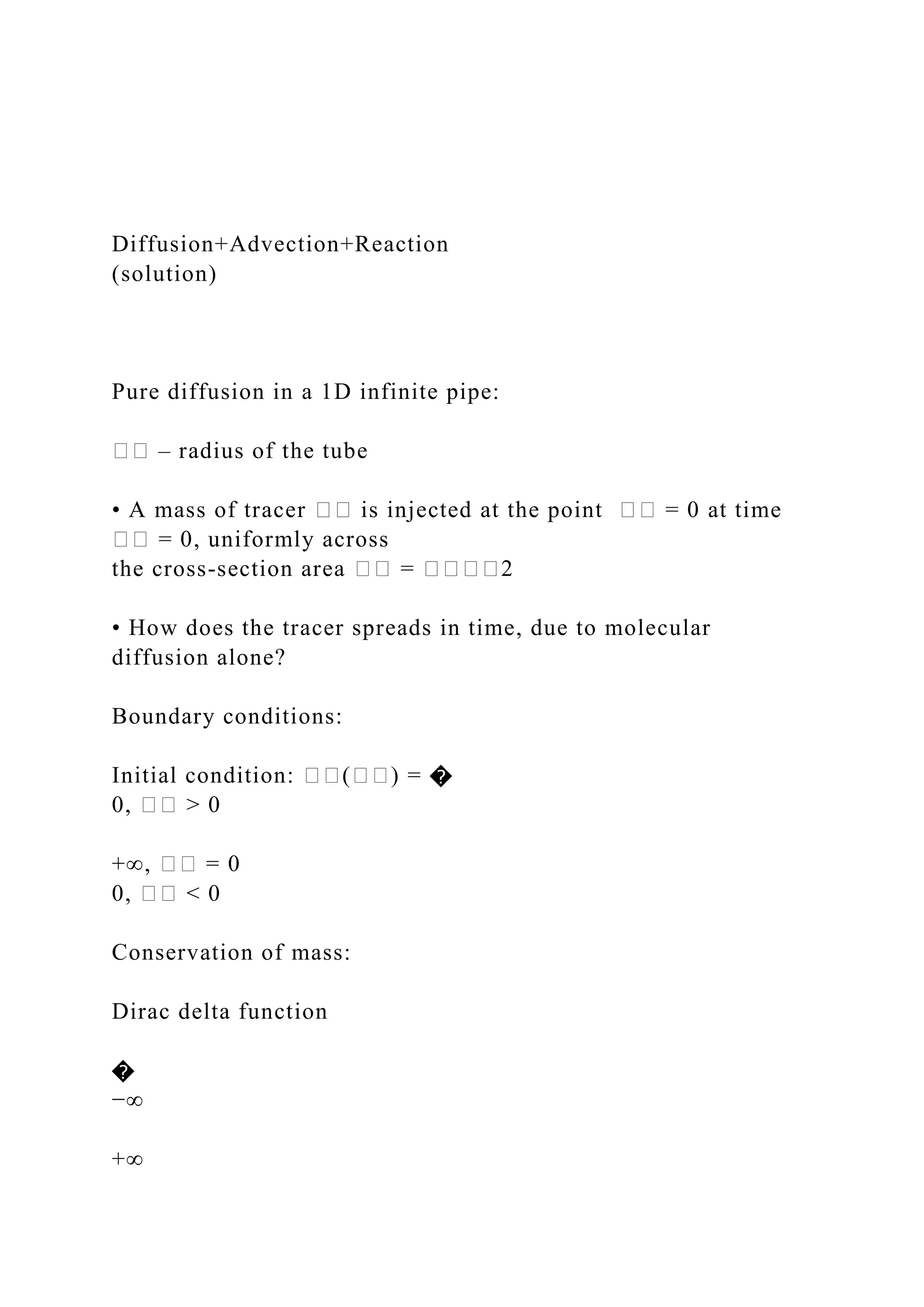 Diffusion Advection Reaction Solution Pure Diffusion Docx