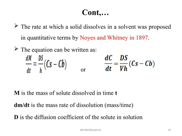 Diffusion And Dissolution 1 Pptx Ppt