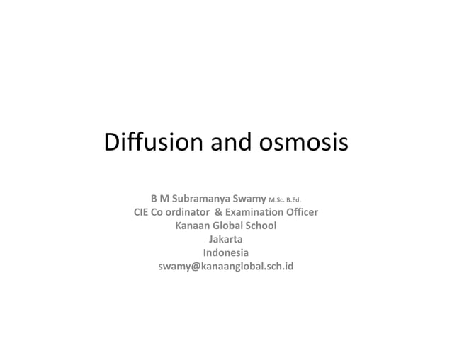 Diffusion and osmosis | PPTX