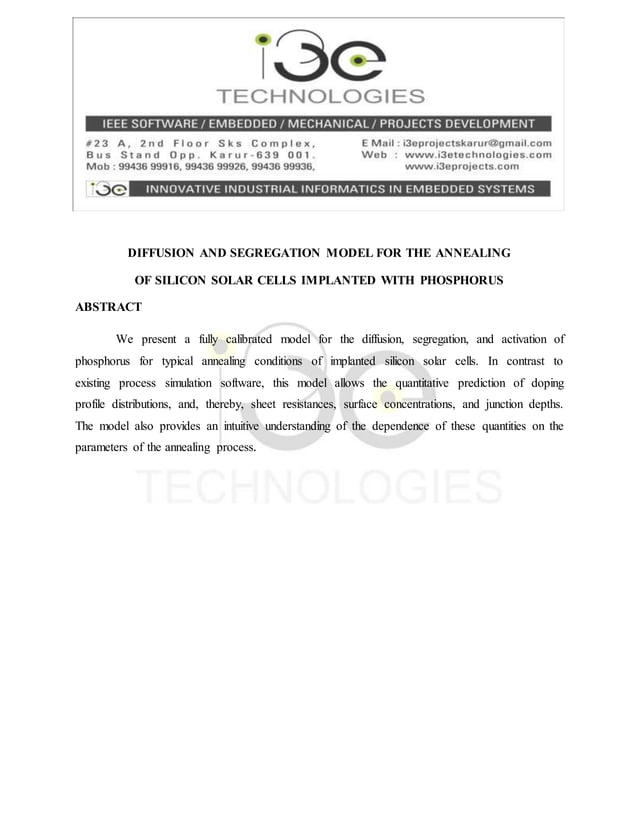 Diffusion and segregation model for the annealing of silicon solar ...