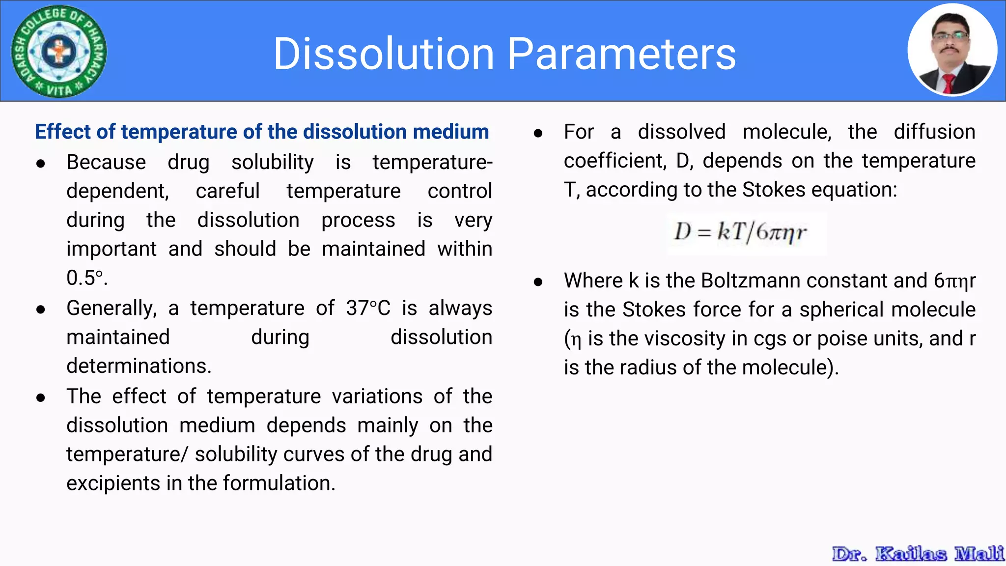 DIffusion, Dissolution and Pharmacokinetic Parameters.pptx