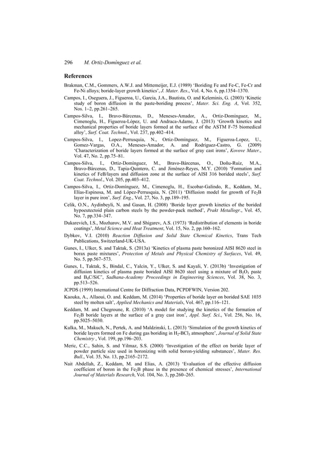Diffusion model and characterisation of fe2 b layers on aisi 1018 steel ...