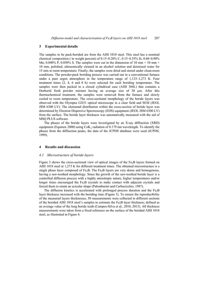 Diffusion model and characterisation of fe2 b layers on aisi 1018 steel ...