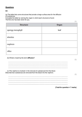 Diffusion, osmosis, and active transport practice questions | DOCX
