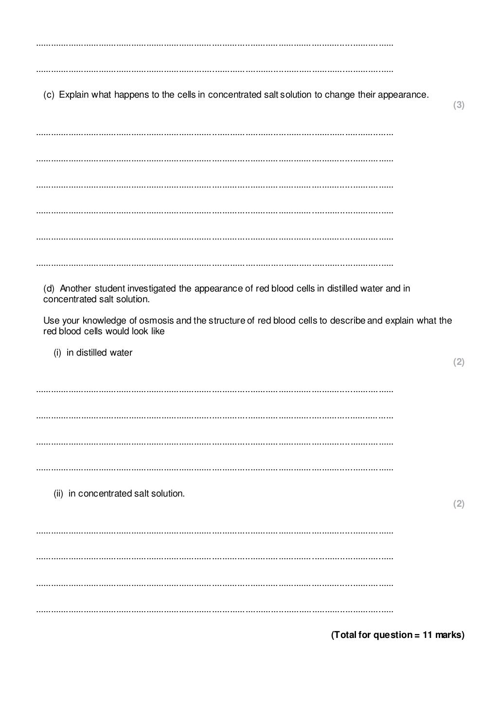 Diffusion, osmosis, and active transport practice questions
