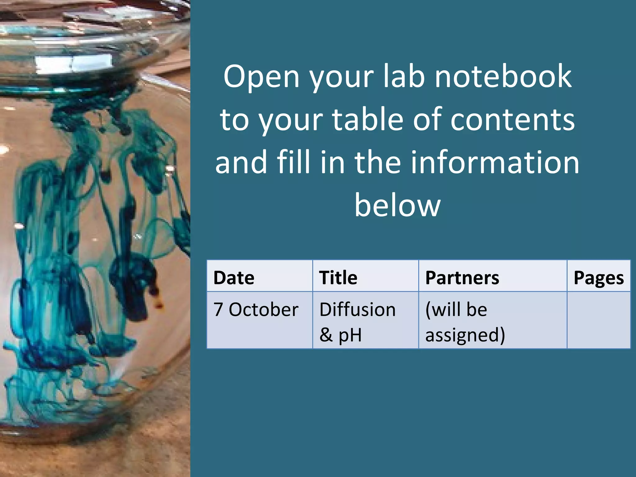 Diffusion Probes and pH Lab | PPT