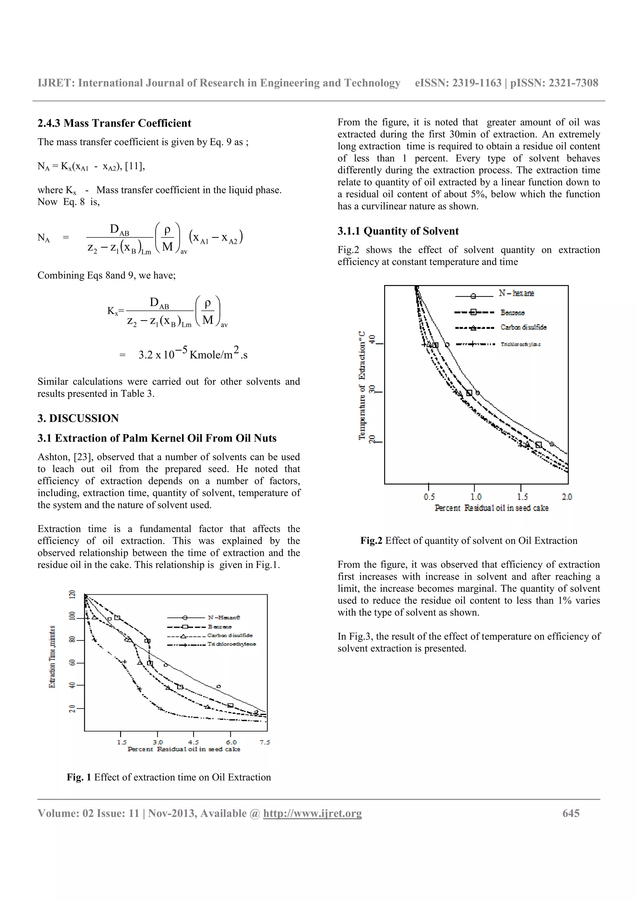 Diffusion rate analysis in palm kernel oil extraction | PDF