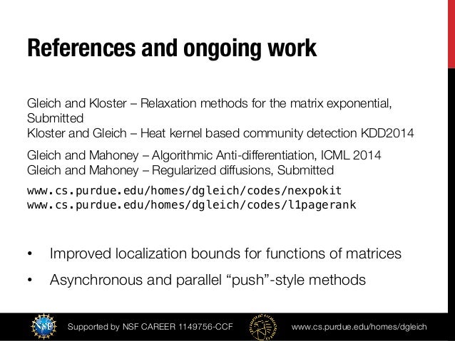Localized methods for diffusions in large graphs