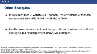 Diffusion of Innovation Theory in Health | PPTX