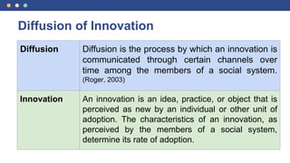 Diffusion of Innovation Theory in Health | PPTX