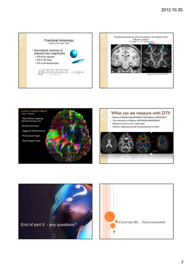 Week 2. Diffusion magnetic resonance imaging, tractography, mapping the brain's connectome ...