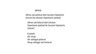 BIOLOGI SEL KELAS XI MATERI DIFUSI DAN OSMOSIS | PPTX