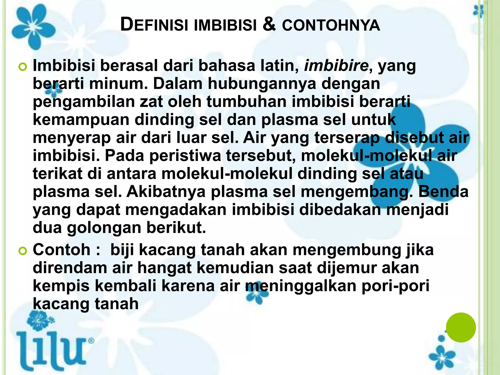 Difusi osmosis imbibisi | PPTX