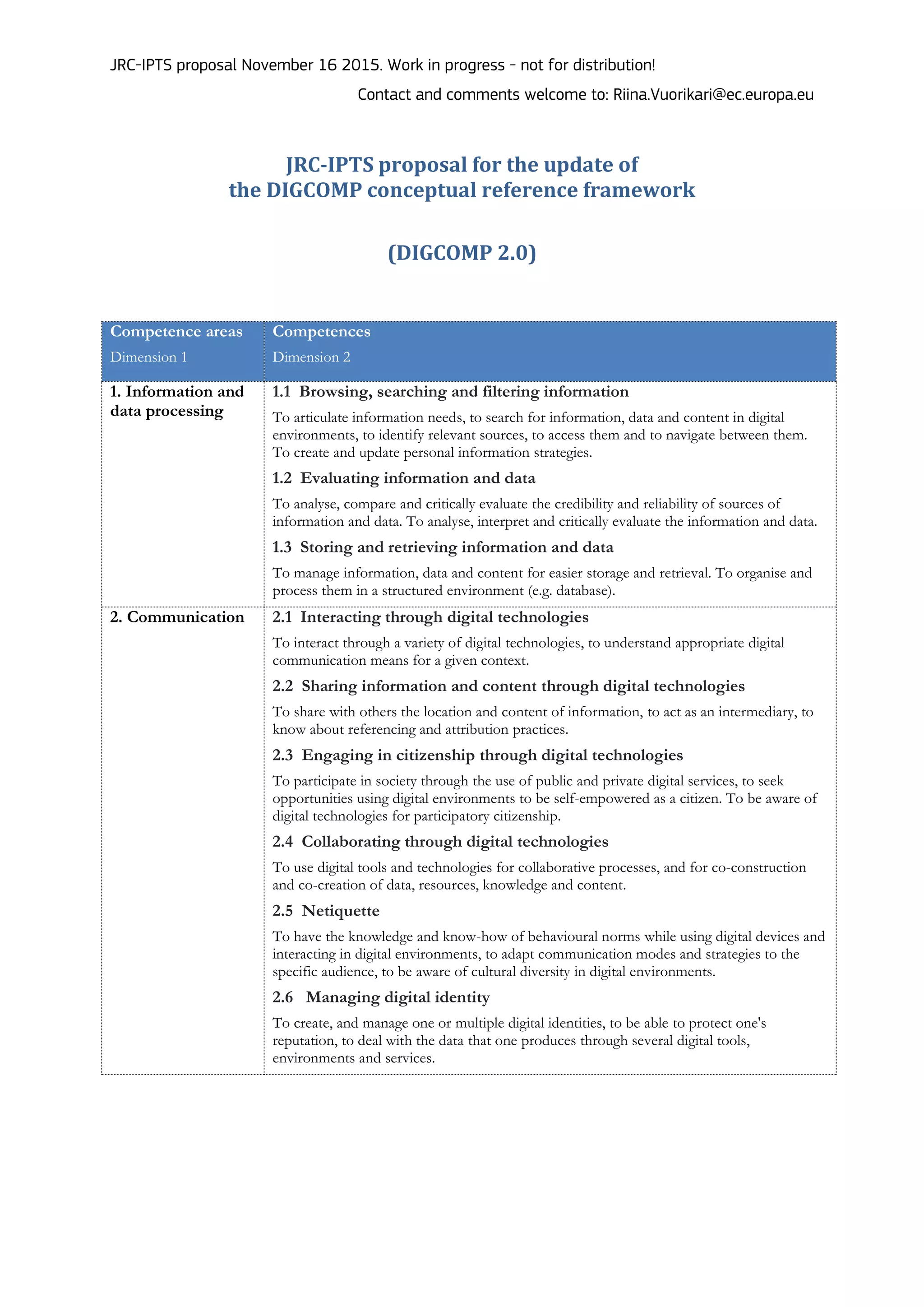 The DIGCOMP conceptual reference model (DIGCOMP 2.0) - April 2016 | PDF