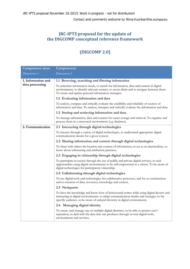 The DIGCOMP conceptual reference model (DIGCOMP 2.0) - April 2016 | PDF