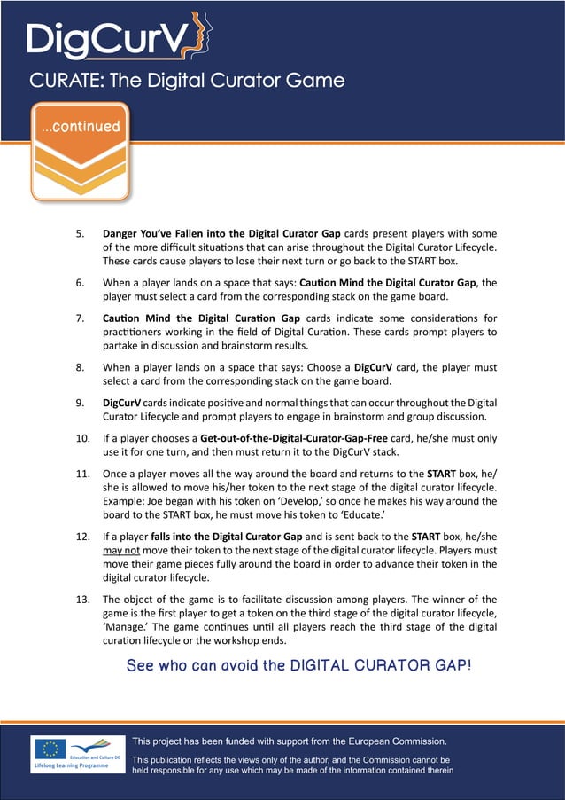 CURATE: game play rules | PDF