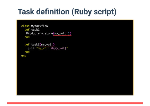 分散ワークフローエンジン『Digdag』の実装 at Tokyo RubyKaigi #11 | PPT