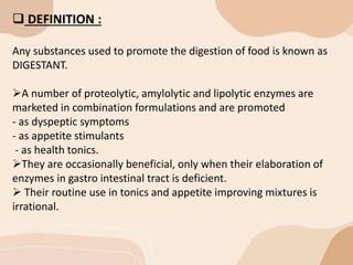 Digestants and drugs by kinjal Panara gacj | PPTX