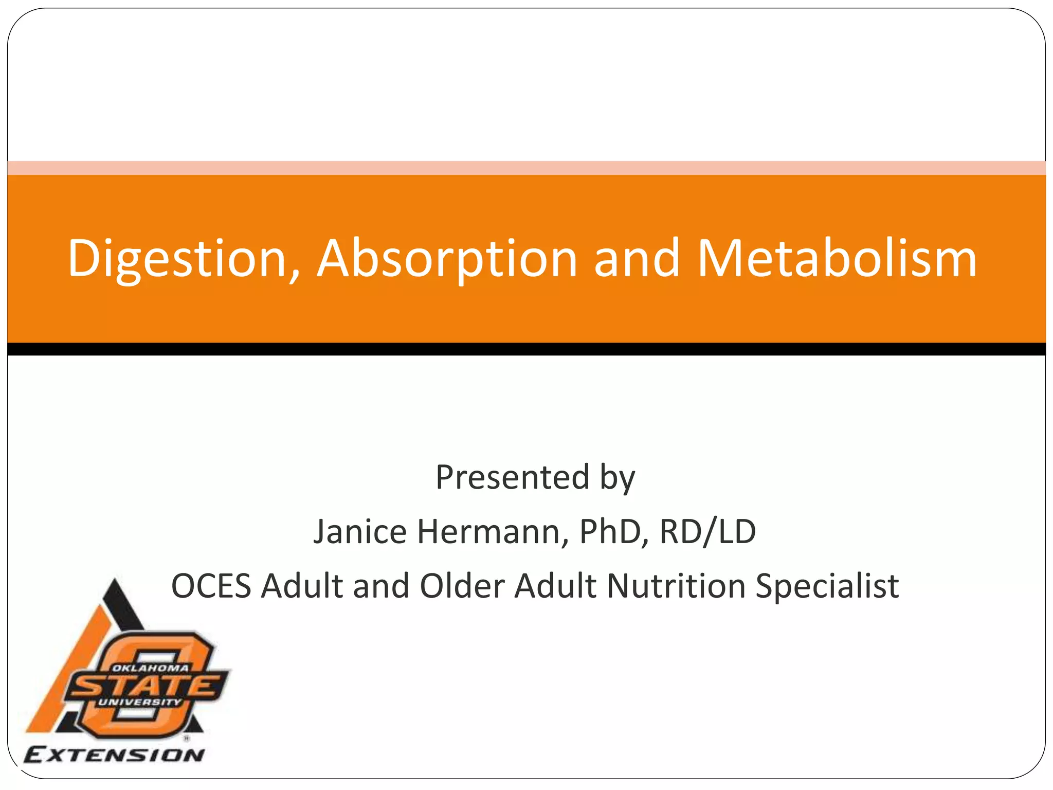Digestion, absorption and metabolism | PPT