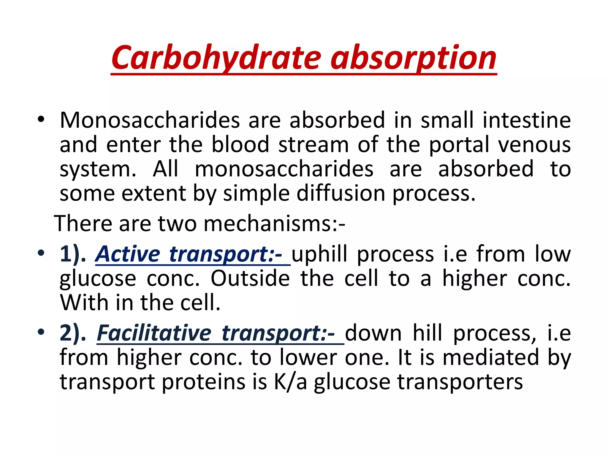 Digestion & absorption of CHO | PPTX