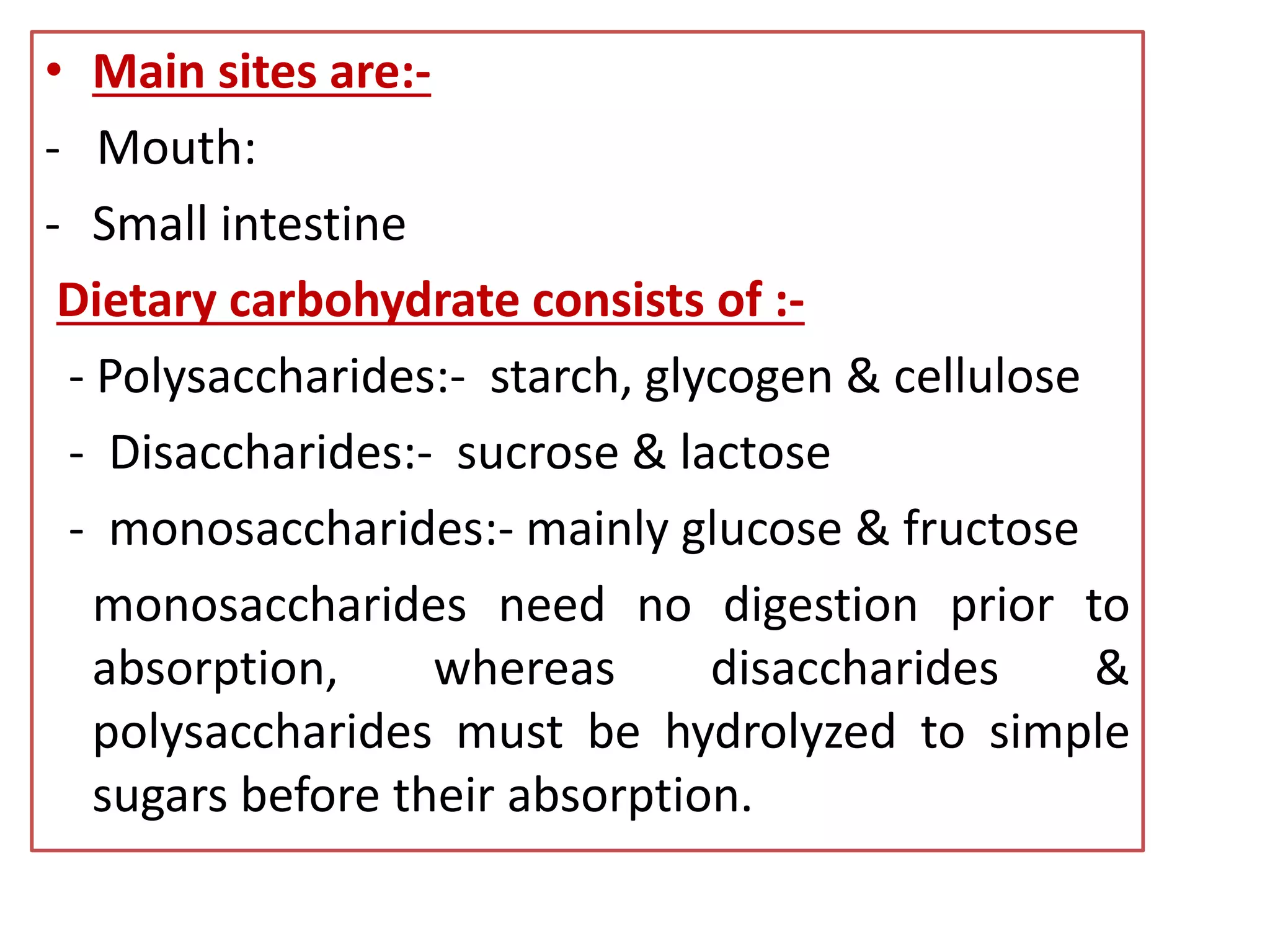 Digestion & absorption of CHO | PPTX