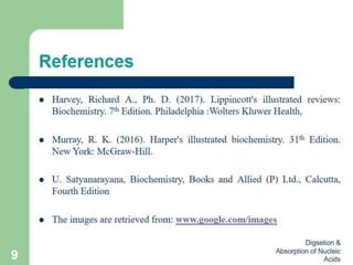 Digestion and Absorption of nucleic acids (Biochemistry) | PDF