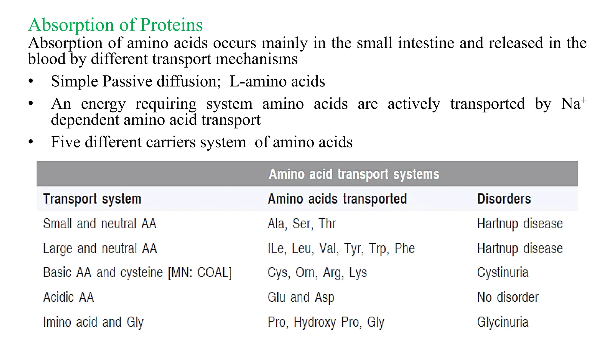 Digestion absorption of proteins, Protein digestion abnormalities ...