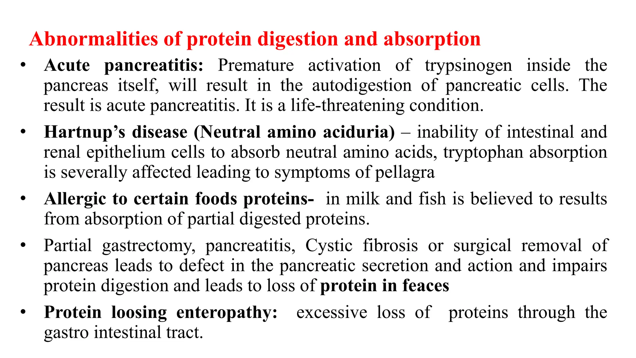Digestion absorption of proteins, Protein digestion abnormalities ...