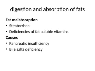 digestion and absorption of proteins and fat | PPTX
